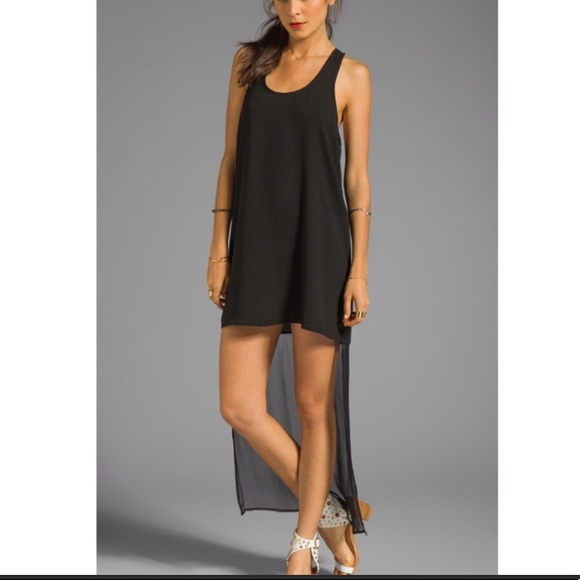 Line & Dot | Dresses | Line Dot Black Mini Dress Sheer Back Panel ...